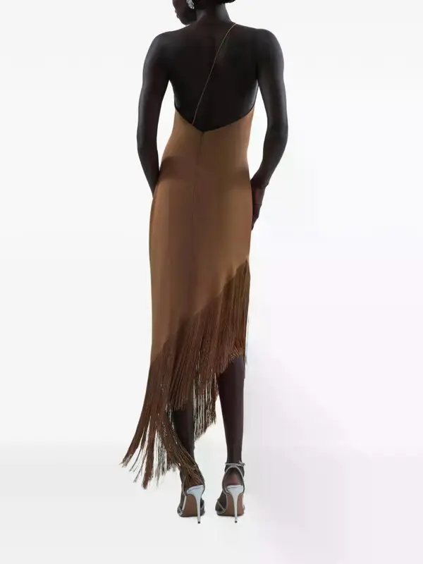 TALLER MARMO Asymmetric Fringed Dress