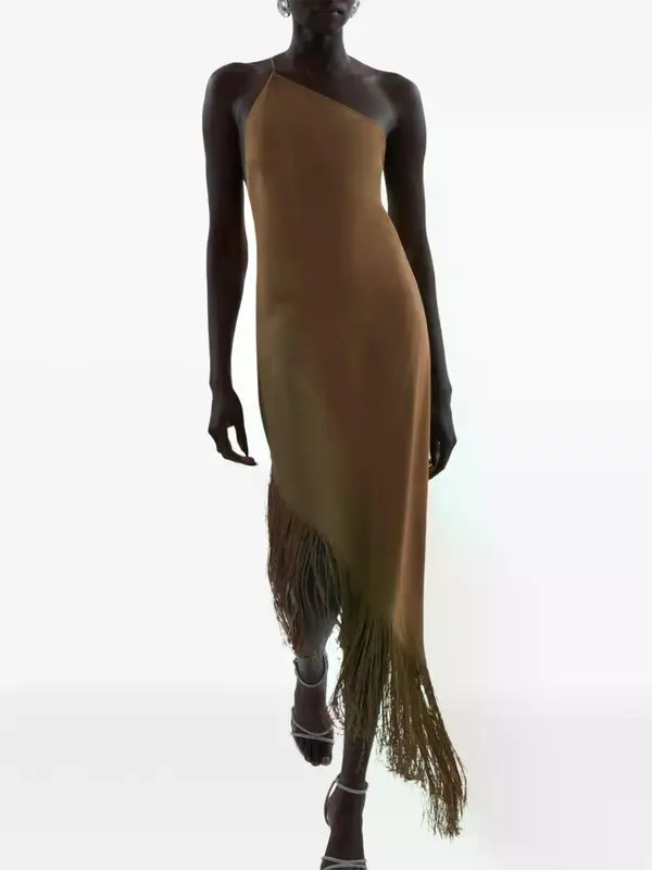 TALLER MARMO Asymmetric Fringed Dress