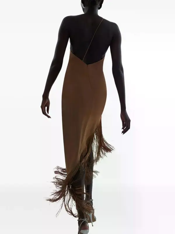TALLER MARMO Asymmetric Fringed Dress
