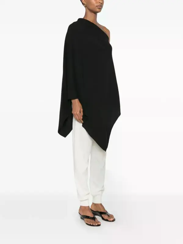 SERGIO MORETTI FIRENZE One-shoulder Poncho - Black