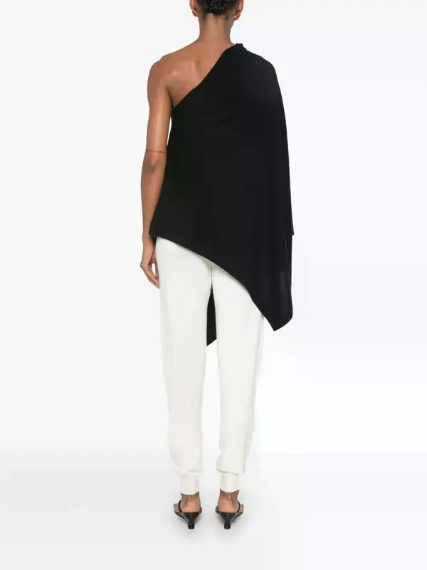 SERGIO MORETTI FIRENZE One-shoulder Poncho - Black