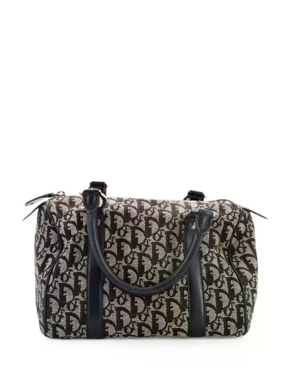 Dior Vintage Trotter Boston Bag Diorissimo Canvas Small Satchel - Black