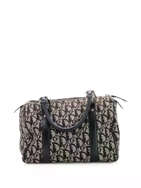 Dior Vintage Trotter Boston Bag Diorissimo Canvas Small Satchel - Black