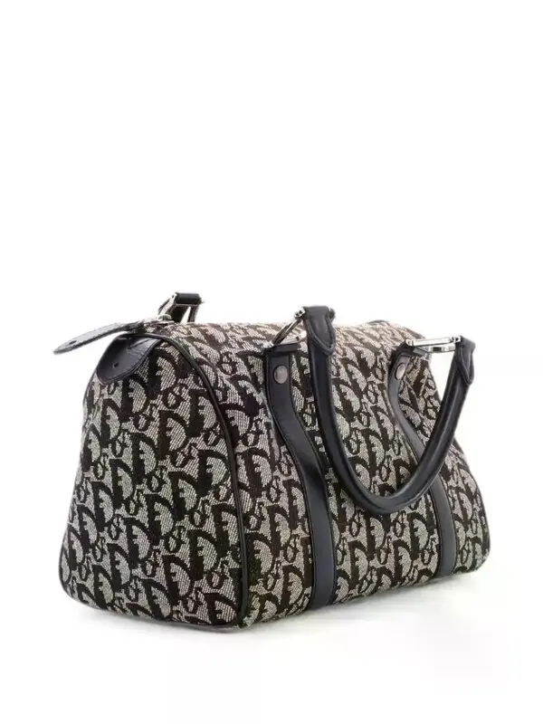 Dior Vintage Trotter Boston Bag Diorissimo Canvas Small Satchel - Black