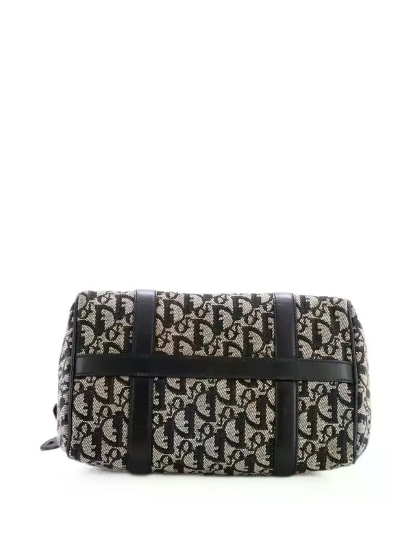 Dior Vintage Trotter Boston Bag Diorissimo Canvas Small Satchel - Black
