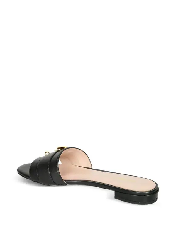 COCCINELLE Leather Sandals With Logo Plaque