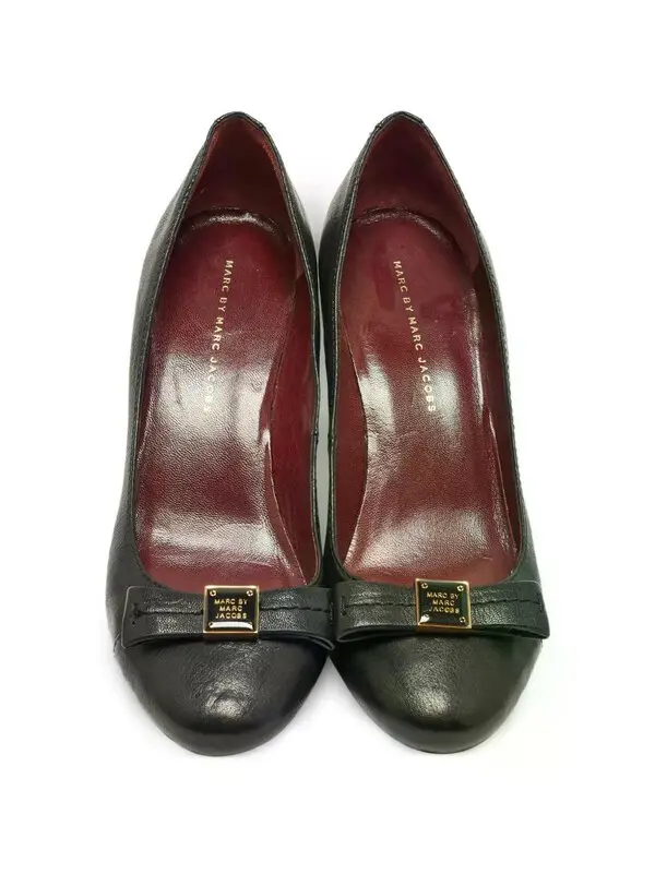 Marc Jacobs Leather Bow Detail Block Heel Pumps