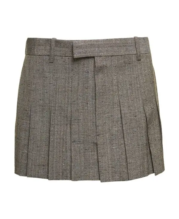 Bottega Veneta Mini Pleated Skirt - Gray