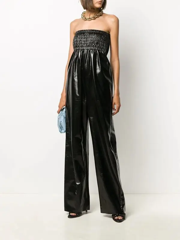 Bottega Veneta Wide-leg Leather Jumpsuit