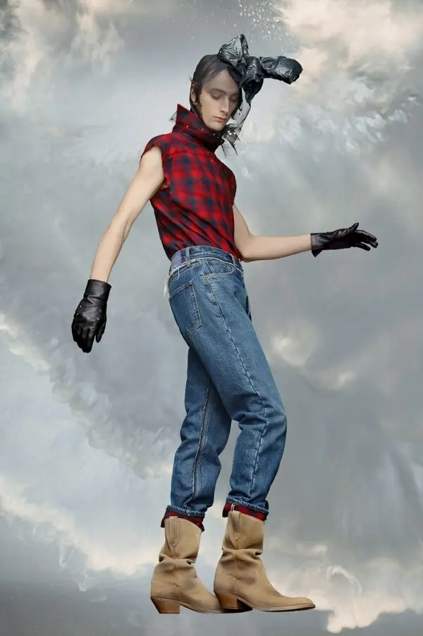 MAISON MARGIELA Pendleton Yoke Distressed Jeans