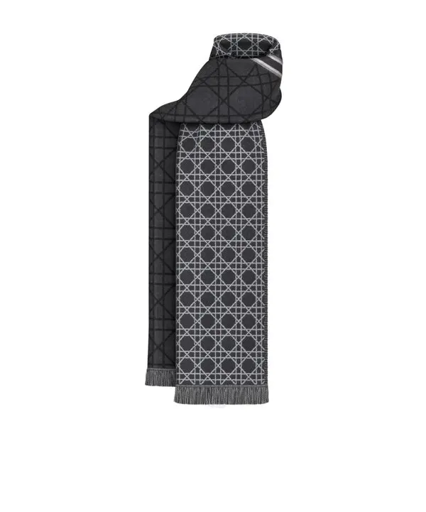Dior Striped Cannage Scarf - Black