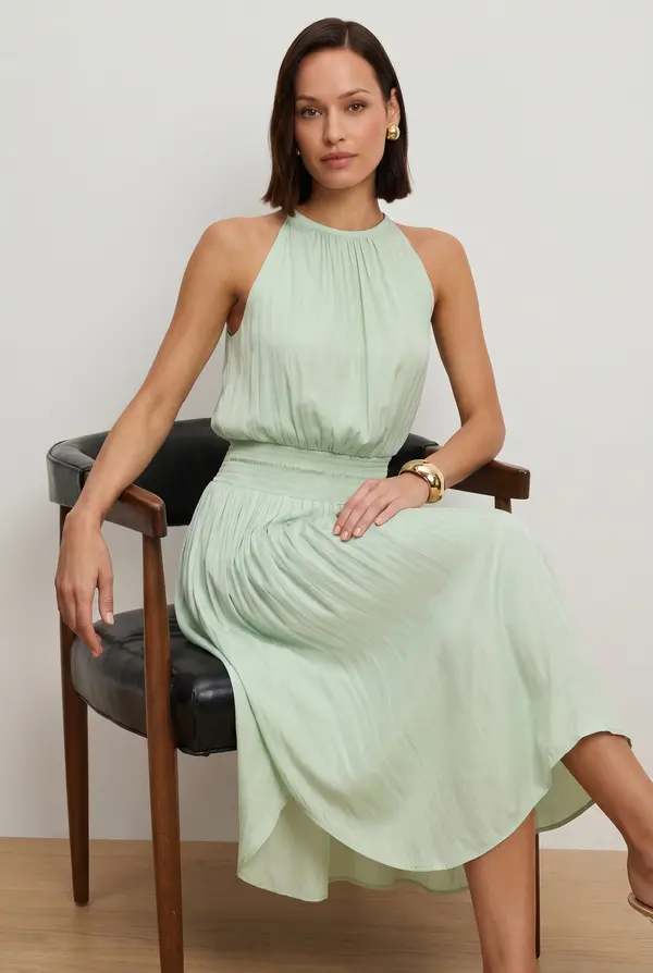 THE NOLI SHOP Emelia Halter Midi Dress - Mint