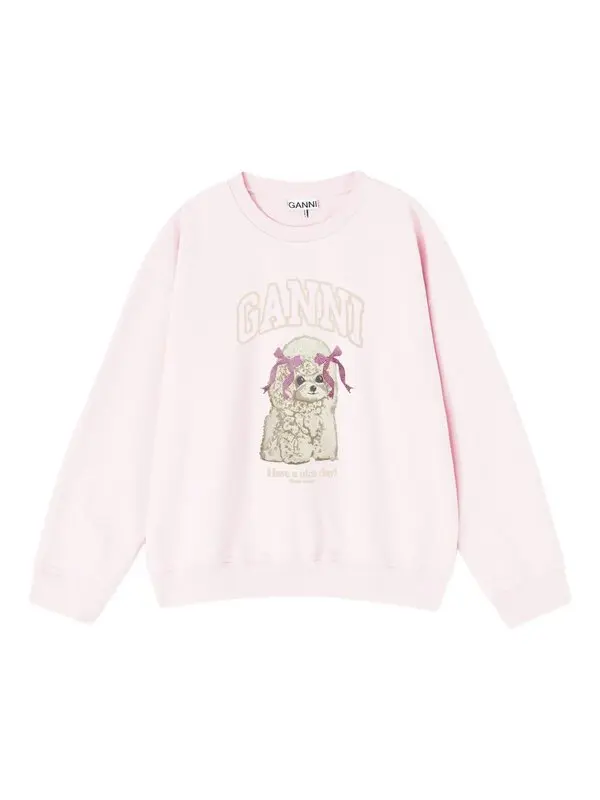 GANNI Graphic Print Organic Cotton Sweatshirt - Multicolor