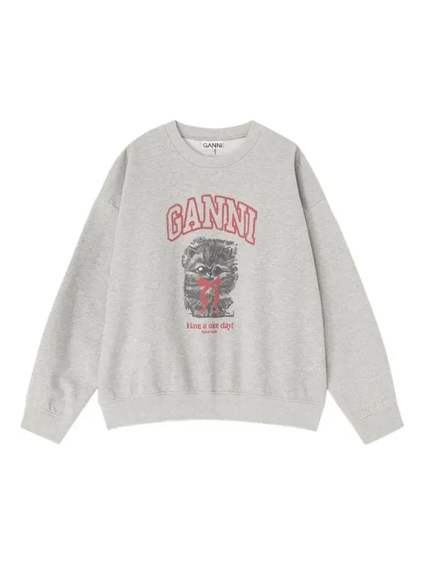 GANNI Margot Kitty Organic Cotton Sweatshirt - Multicolor