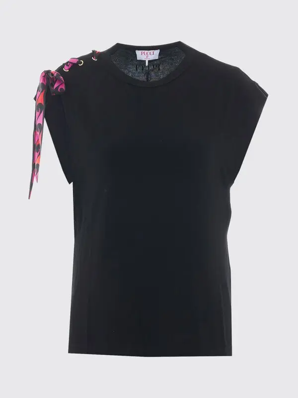 Emilio Pucci T-shirt With Decorative Shoulder Detail