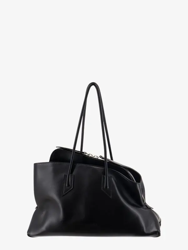 Attico La Passeggiata Medium Leather Shoulder Bag - Black