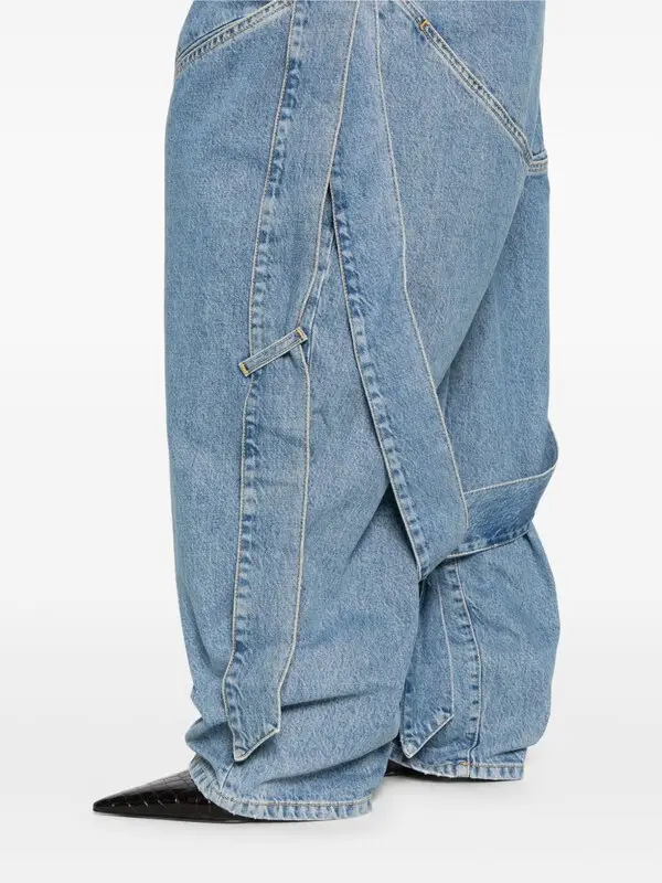 Attico Denim Cotton Jeans With Tie Detail - Multicolor