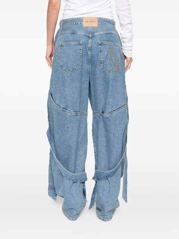 Attico Denim Cotton Jeans With Tie Detail