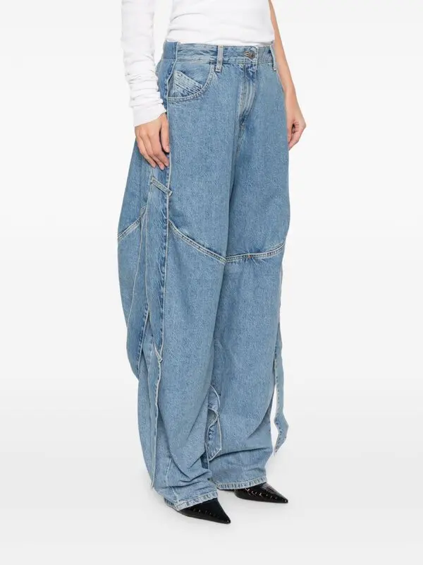 Attico Denim Cotton Jeans With Tie Detail