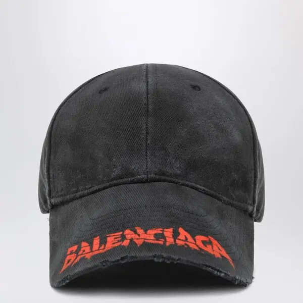 Balenciaga Cotton Drill Baseball Cap With Logo - Black