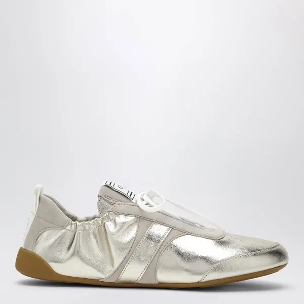 Chloé Palladium Metallic Effect Leather Sneakers - Silver