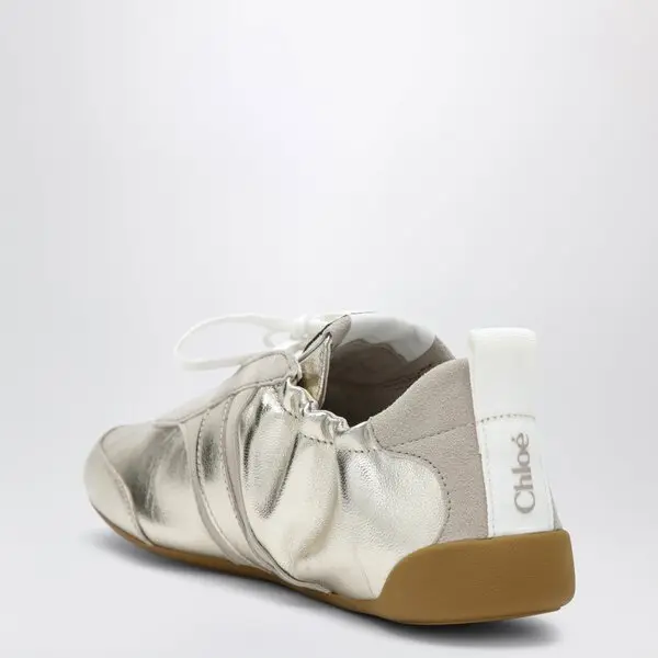 Chloé Palladium Metallic Effect Leather Sneakers - Silver