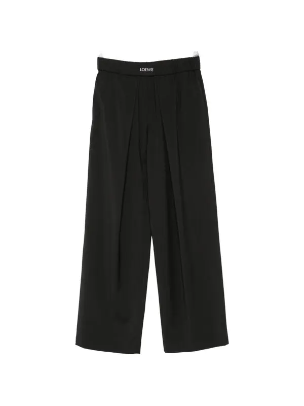 Loewe Black Logo Patch Pleated Front Trousers - Multicolor