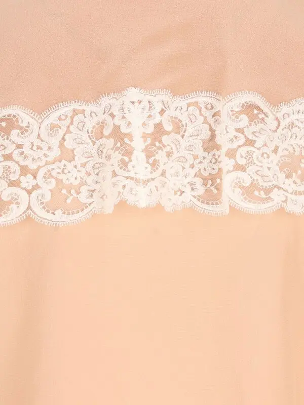 Chloé Lace Trim Tie Neck Long Sleeve Blouse - Multicolor