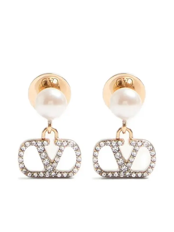 Valentino Garavani Vlogo Signature Pearl And Crystal Drop Earrings - Multicolor
