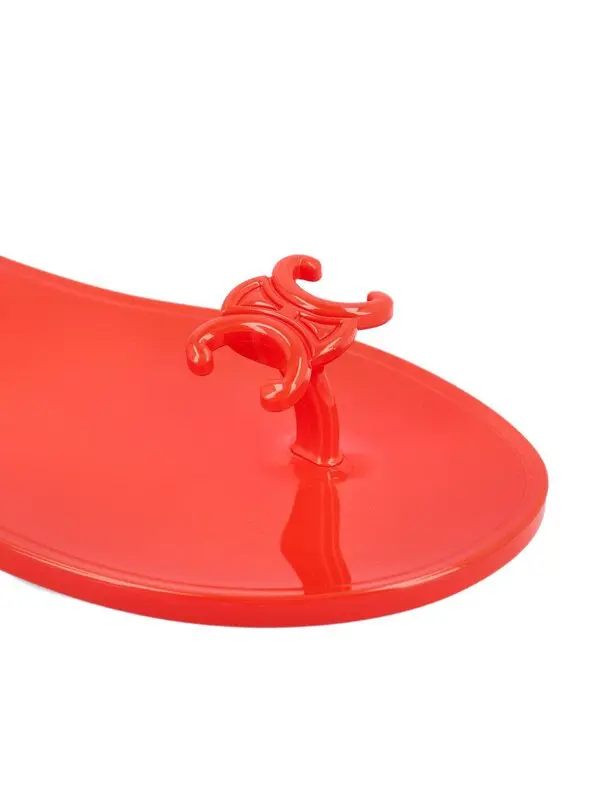 Celine Glossy Jelly Thong Sandals With Triomphe Motif