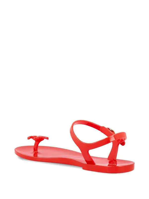 Celine Glossy Jelly Thong Sandals With Triomphe Motif