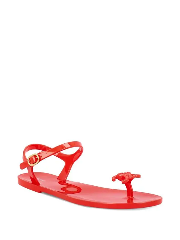 Celine Glossy Jelly Thong Sandals With Triomphe Motif