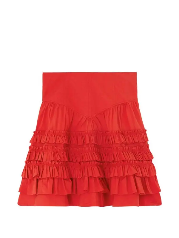 GANNI Organic Cotton Mini Skirt With Tiered Ruffles - Multicolor