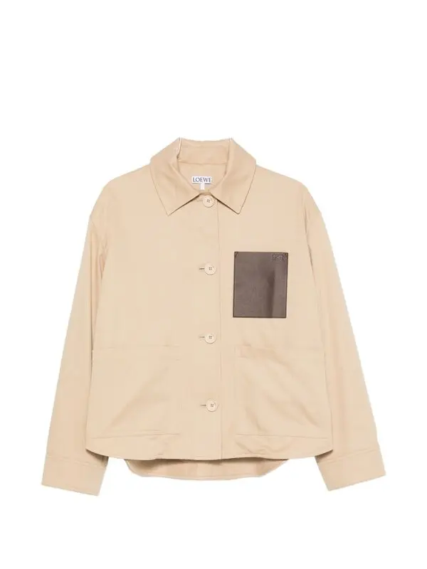 Loewe Beige Jacket With Leather Patch Detail