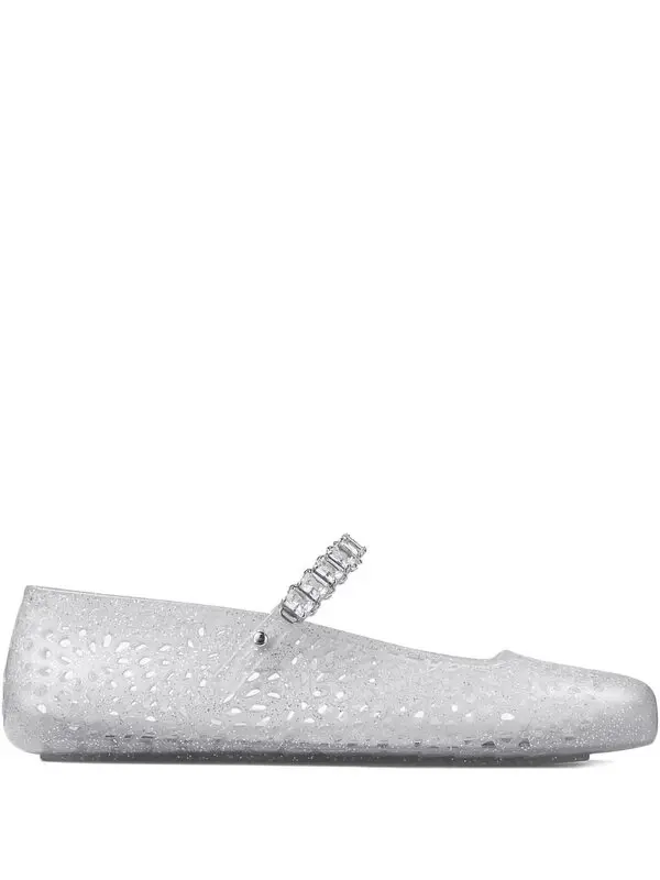 JIMMY CHOO Jelly Ballet Flats With Crystal Embellishment - Multicolor