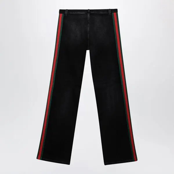 Gucci Low-rise Cotton Denim Jeans With Web Tape - Black