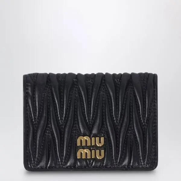 Miu Miu Matelasse Nappa Card Holder - Black