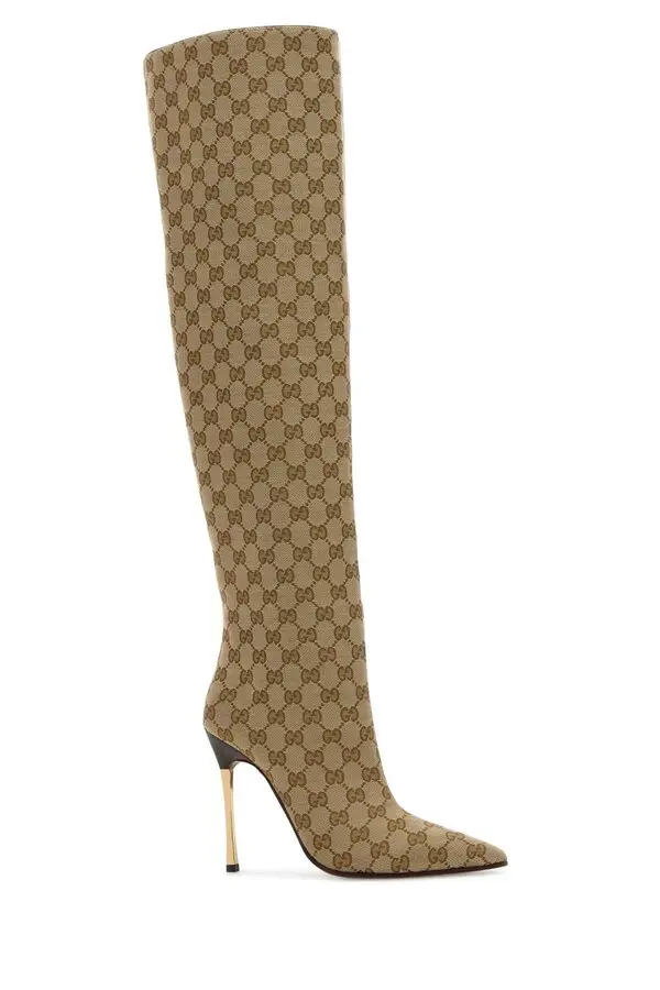 Gucci Gg Fabric Knee High Boots - Multicolor