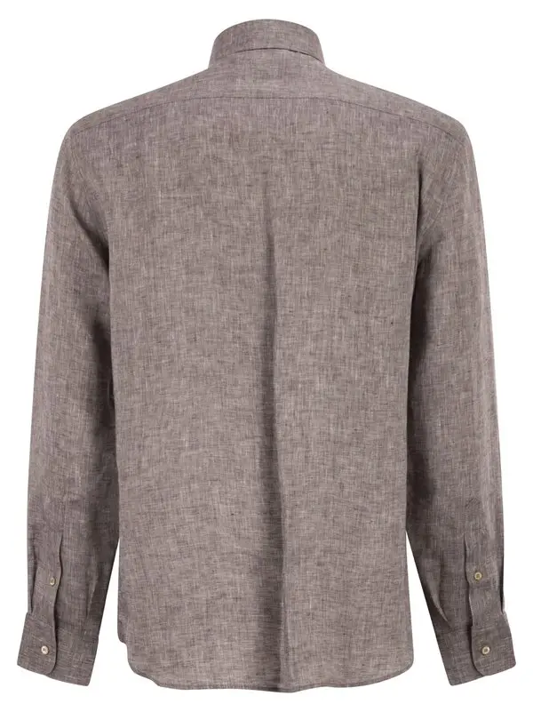 Brunello Cucinelli Easy Fit Linen Shirt With French Collar - Multicolor