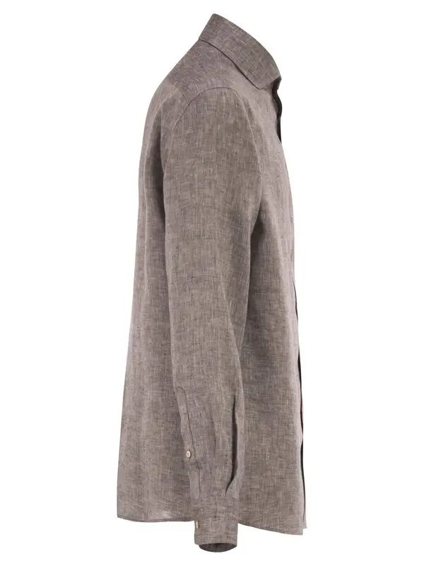 Brunello Cucinelli Easy Fit Linen Shirt With French Collar - Multicolor