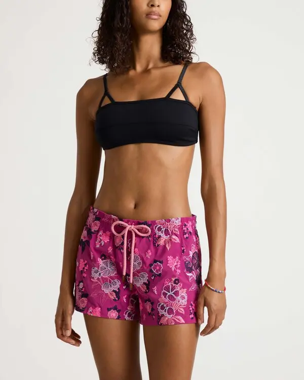 Vilebrequin Embroidered Tropical Flower Swim Shorts - Red