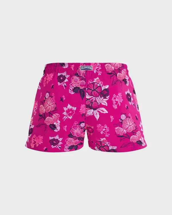 Vilebrequin Embroidered Tropical Flower Swim Shorts - Red