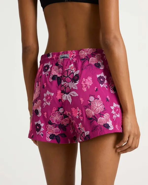 Vilebrequin Embroidered Tropical Flower Swim Shorts - Red