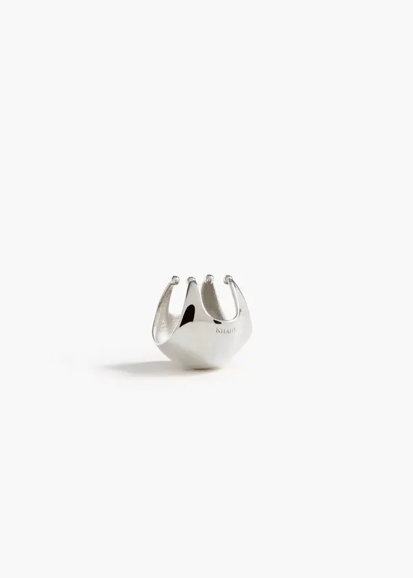Khaite Lotus Ear Cuff In Palladium-plated Brass - Silver