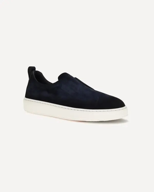 Santoni Suede Slip-on Sneakers - Blue