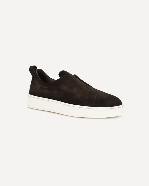 Santoni Suede Slip-on Sneakers - Brown