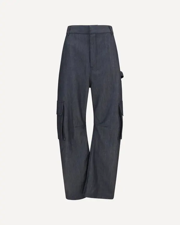 Balenciaga Denim Print Cargo Pants - Blue