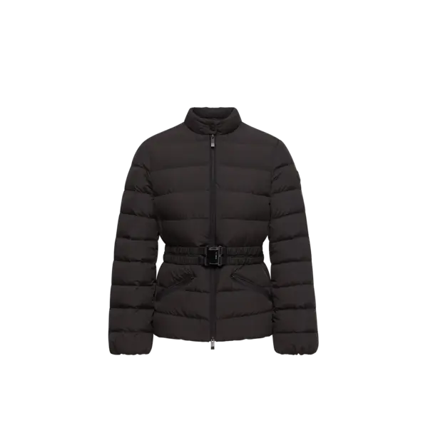 Moncler Esthetique Short Down Jacket With Belt - Black