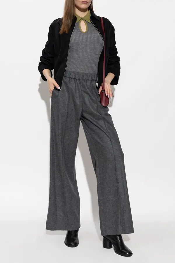 JIL SANDER Ribbed Wool Polo With Contrast Collar