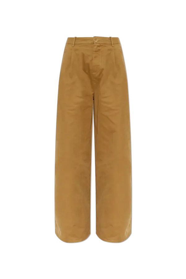 JIL SANDER Pleated Cotton Wide-leg Trousers - Beige